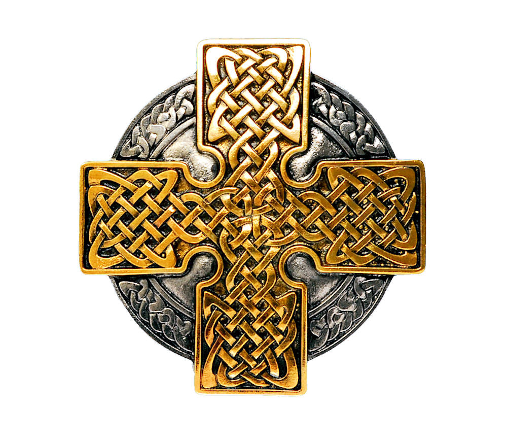 Celtic Circle Cross Gold Silver Belt Buckle | Pagan Nordic Buckles ...
