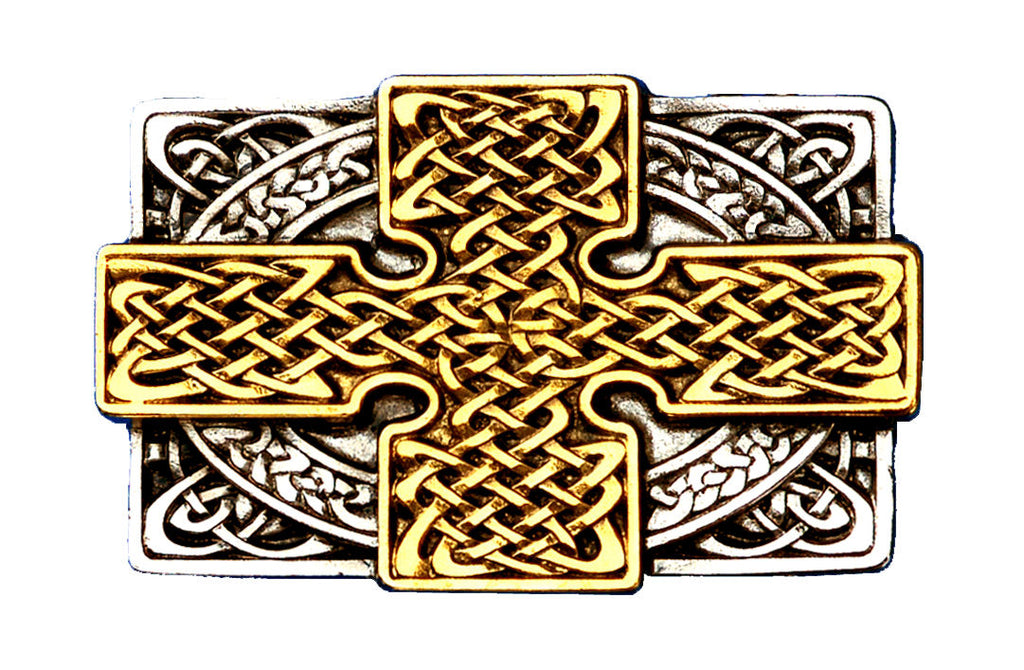 Celtic Rectangle Cross Gold Silver Belt Buckle | Pagan Norse Buckles ...