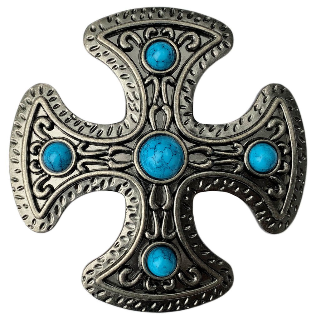 Cross Belt Buckle with Turquoise Stones – Buckle My Belt