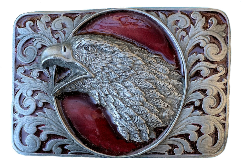 Eagle Head Red Belt Buckle | Western Belt Buckles – Buckle My Belt