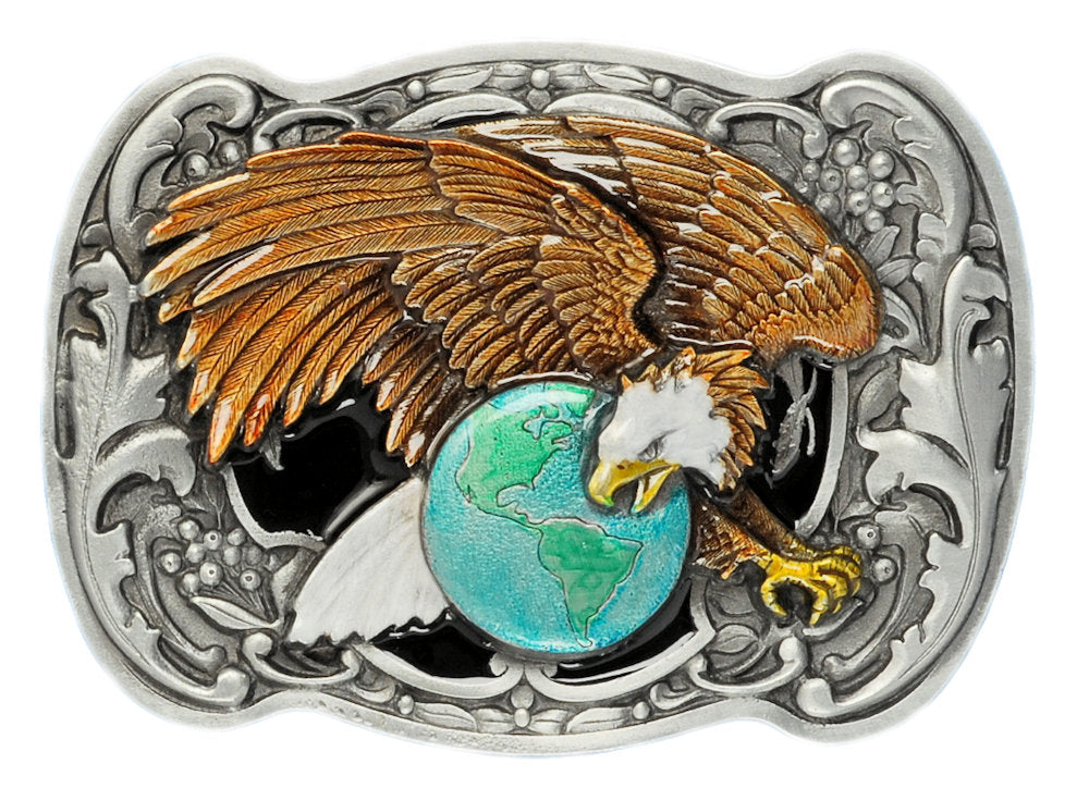 Eagle on Globe Belt Buckle | Western Belt Buckles – Buckle My Belt