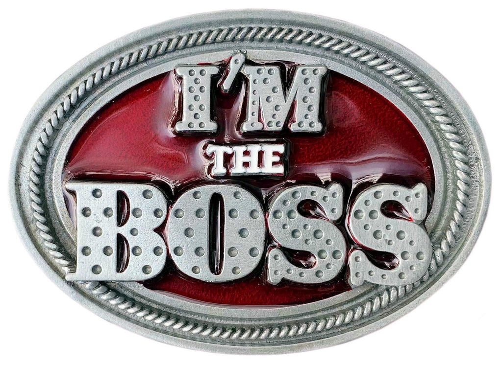 Im The Boss Red Belt Buckle – Buckle My Belt