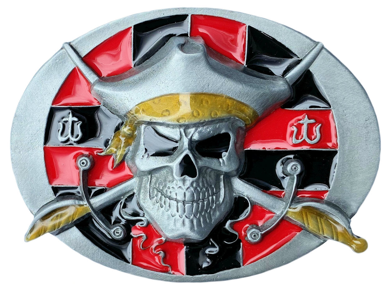 Pirate Skull Red Belt Buckle – Buckle My Belt