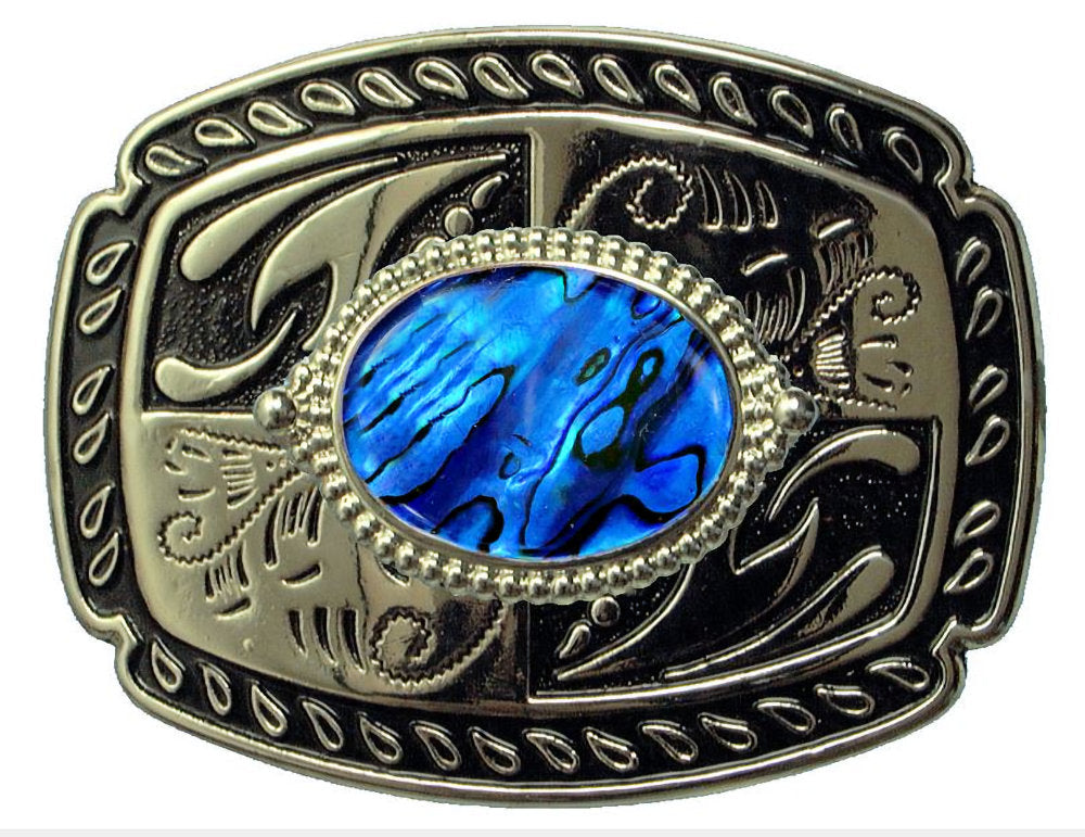 Shell Design Blue Belt Buckle | Designer Fashion Buckles – Buckle My Belt