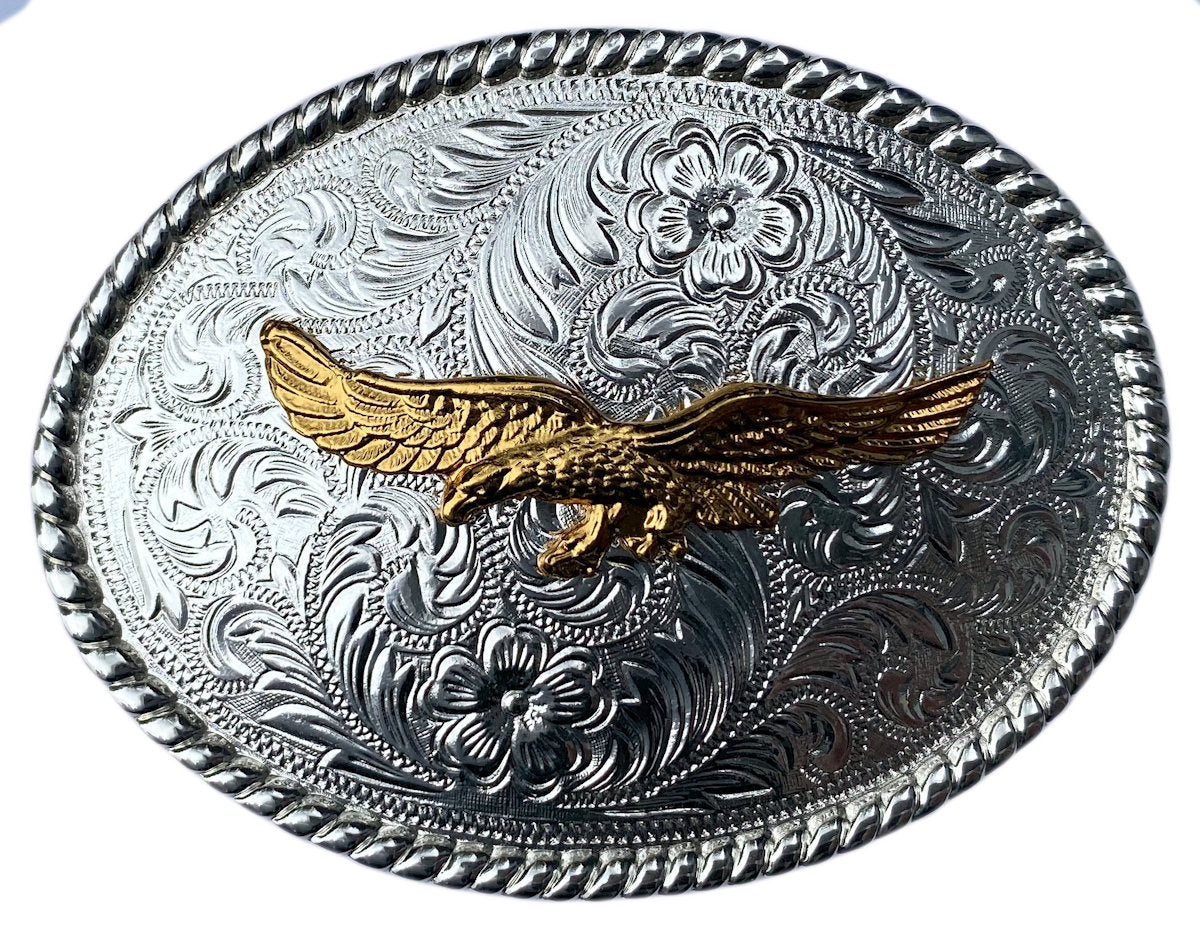 Western Silver Plated Belt Buckle Gold Plated Soaring Eagle – Buckle My ...