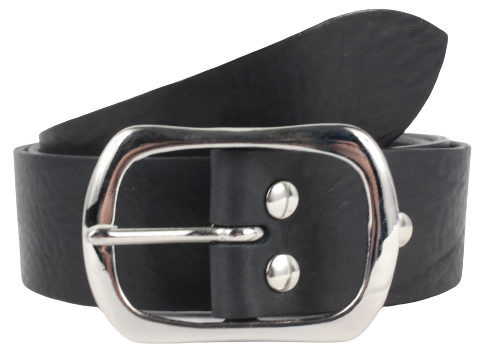 Buy 1 1/2 Inch Black Leather Belt | Silver Rounded Rectangle – Buckle ...
