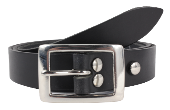 Silver Rectangle 1 Inch Black Leather Belt | Men's Trouser Belts ...
