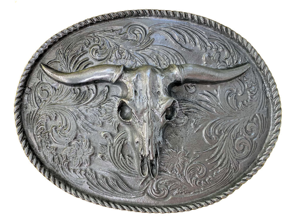 Pewter Rodeo Steer Belt Buckle | Western Belt Buckles – Buckle My Belt
